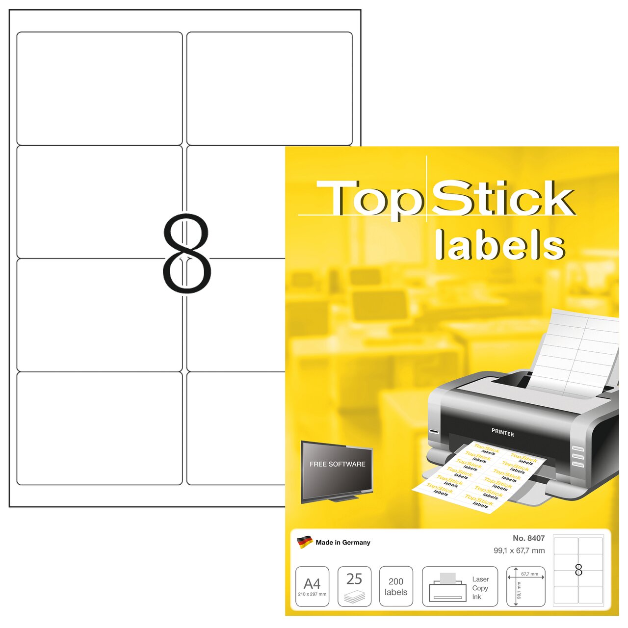 Office Labels NZ | White 99 x 68mm | TopStick | 8407